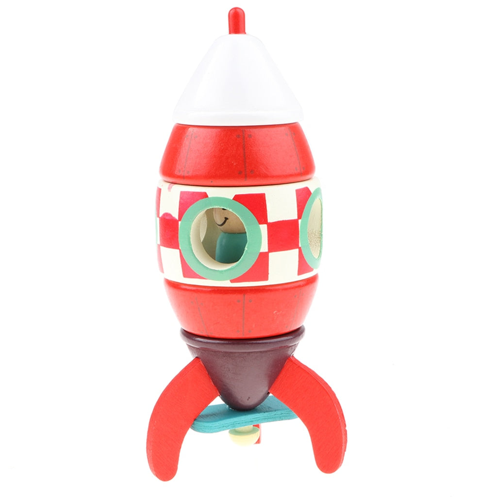 Magnetic Wooden Toy Rocket with Pilot Model for Toddlers Kids Educatio ...